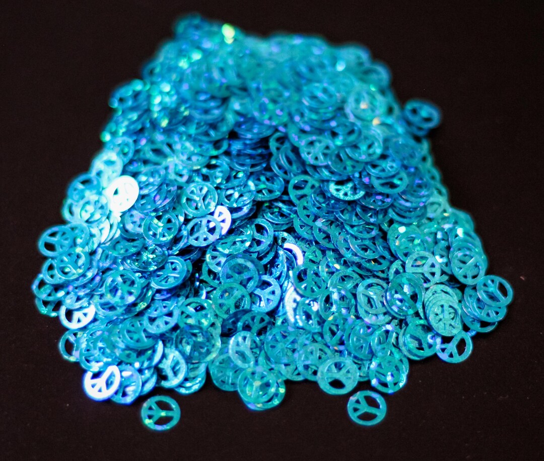 Aqua Peace Sign Glitter Confetti Epoxy Tumblers, Birthday Party Decor ...