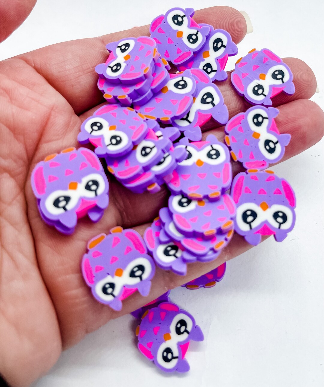 JUMBO Purple Owl Hoot 20MM Slime Polymer Clay Slice Slices Fake Bake ...