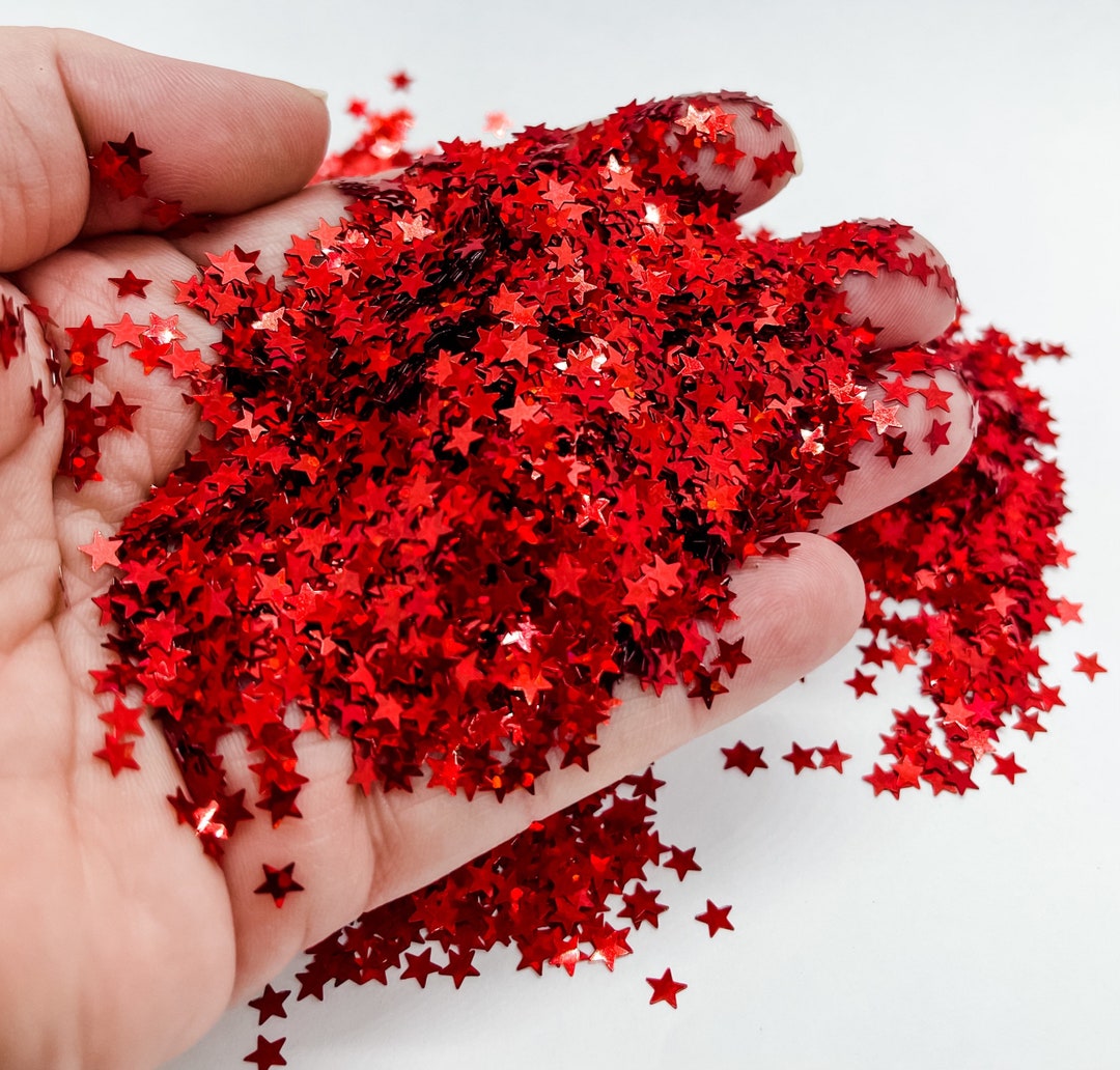 Red Holographic Star Stars Patriotic Fun Party Confetti Chunky Poly ...
