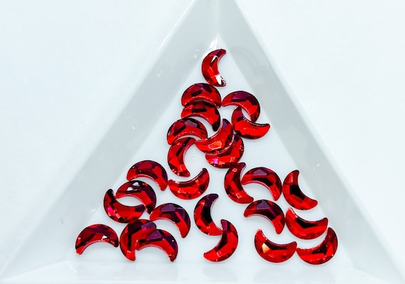 5.5x8mm Siam Red Crescent Moon Shape Shaped Flatback Flat Back | Etsy