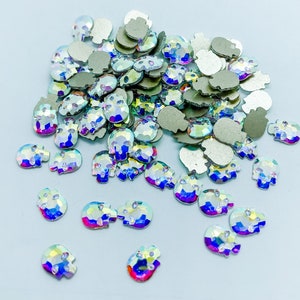 Crystal AB Aurora Borealis 8x10 MM Skull Shape Shaped Flatback Flat ...