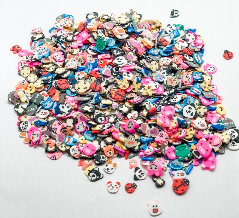 Animals Mix Assortment Pig Cat Dog Frog Slime Polymer Clay Slice for ...