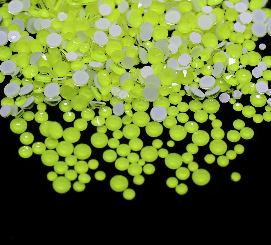 Neon Yellow Flatback Rhinestone MIX Bag 1440 Pc Flat Back Dance Costume ...