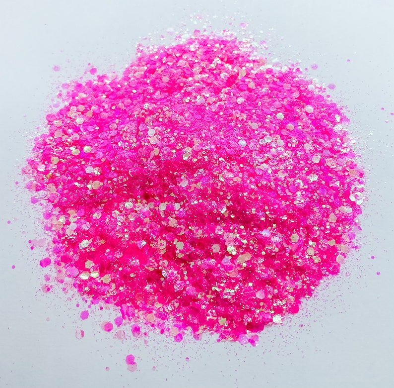Savage Neons Pink Fluorescent Translucent Chunky Poly Glitter Mix Epoxy ...