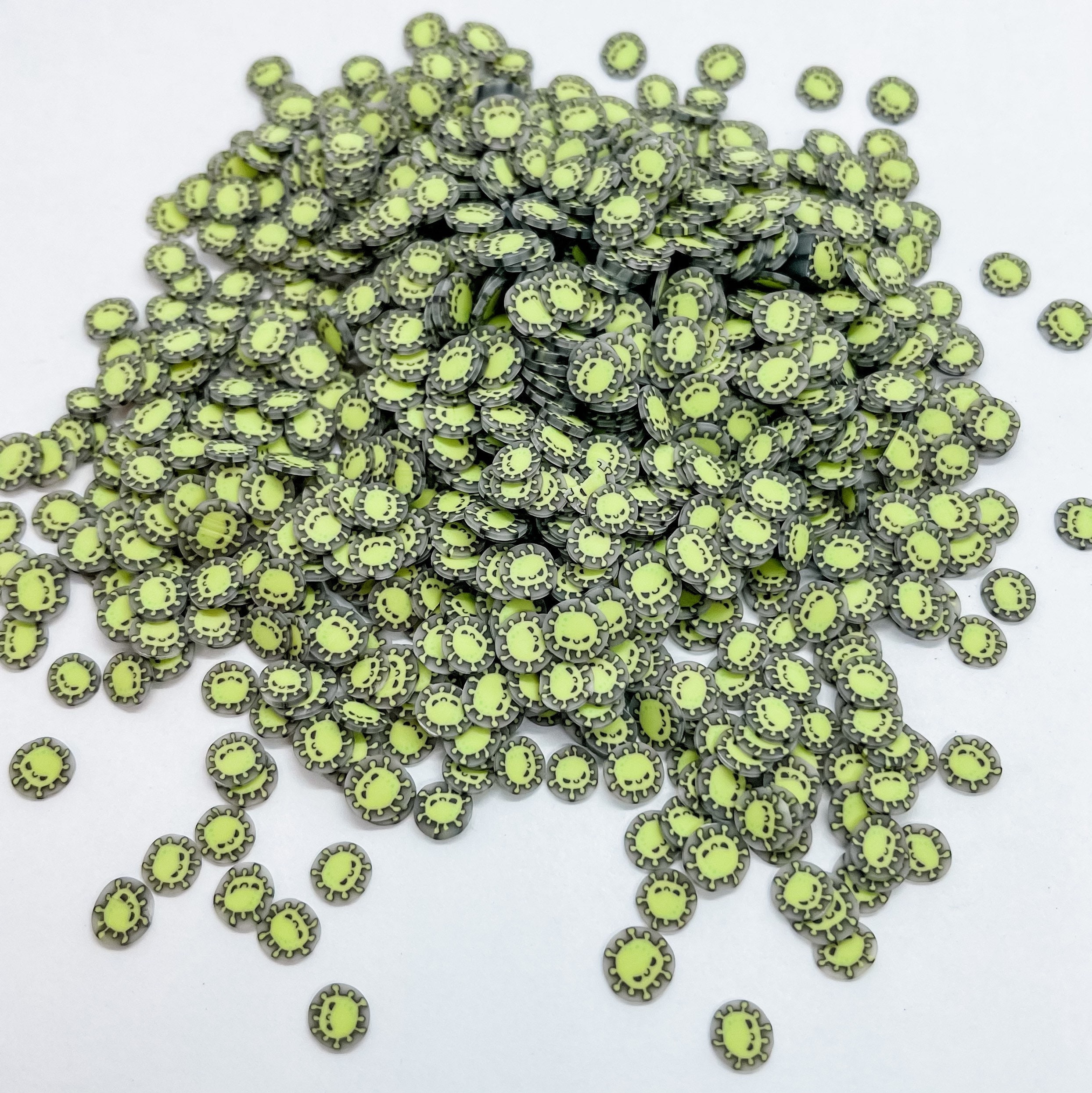 Green Germ Bacteria Virus Covid Sprinkle Slime Polymer Clay Slice for ...