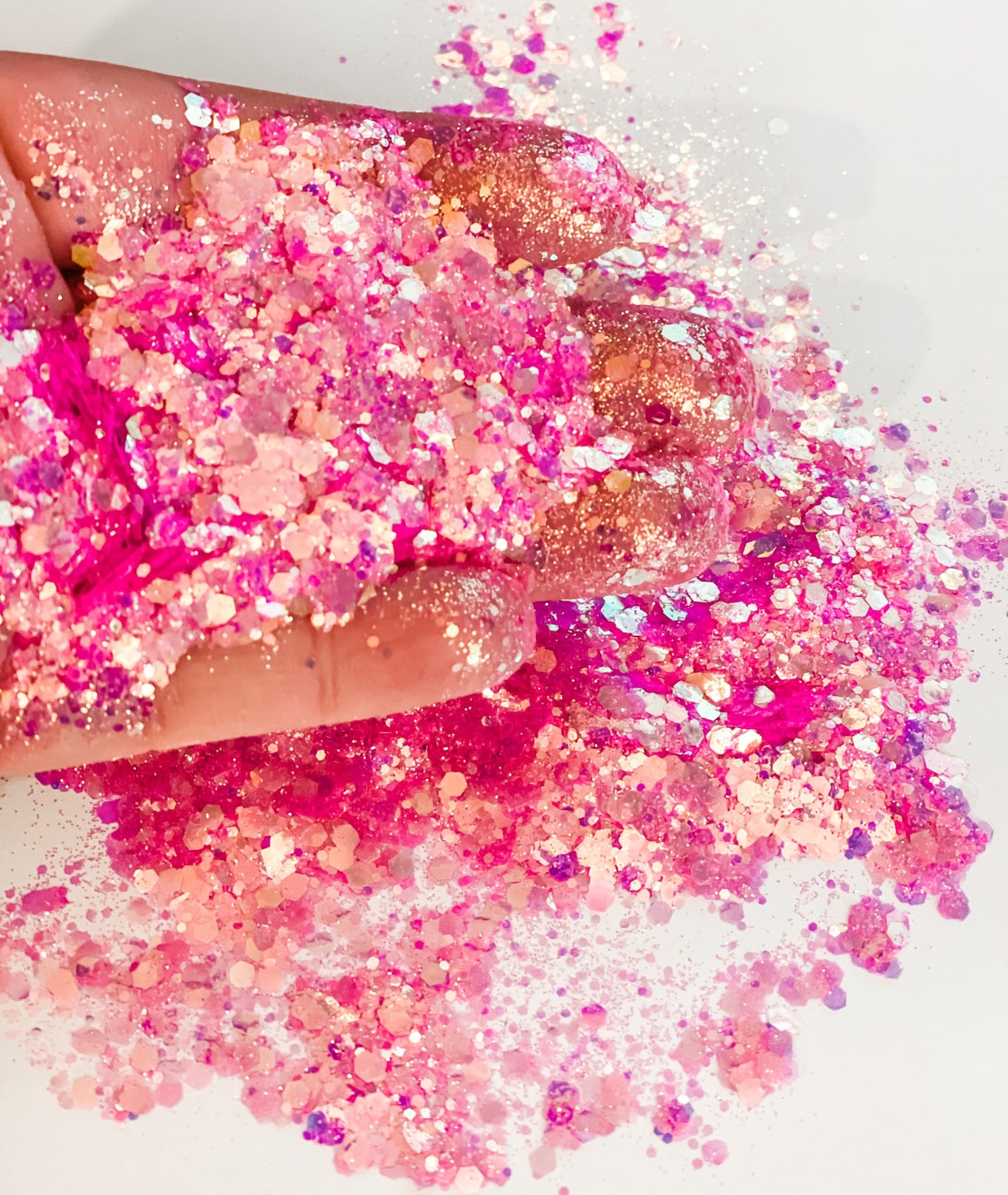 Flirty Flamingo Pink Holographic Larger Flake Size Chunky Poly Glitter ...