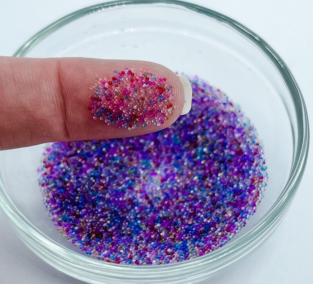 Medium Light Multi Colored Glass Caviar Pixie Micro Mini Beads Nail Art ...