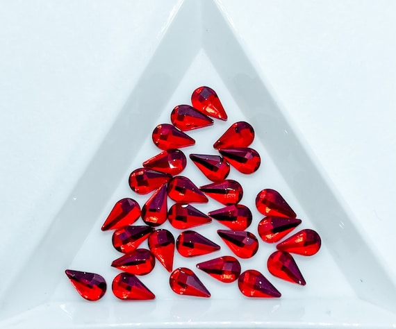 5X8MM Siam Red Faceted Teardrop Drop Shape Shaped Flatback - Etsy