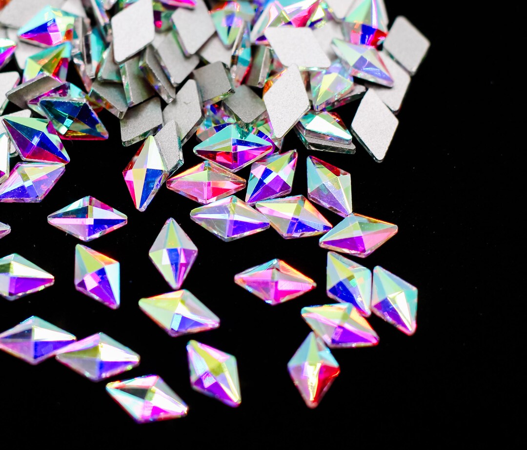 Crystal AB Rhombus Rhinestone Glass Flatback Flat Back 6x10mm Shapes ...