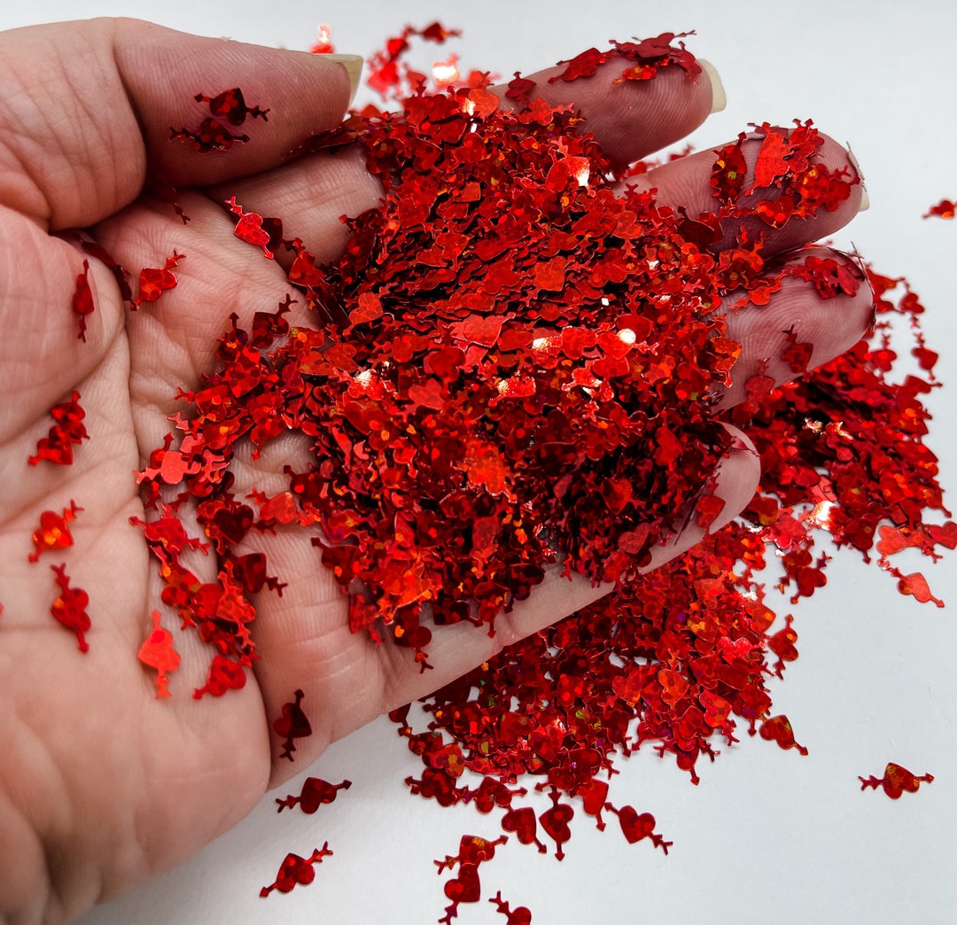 Red Holographic Heart With Arrow Valentines Love Fun Party Confetti ...