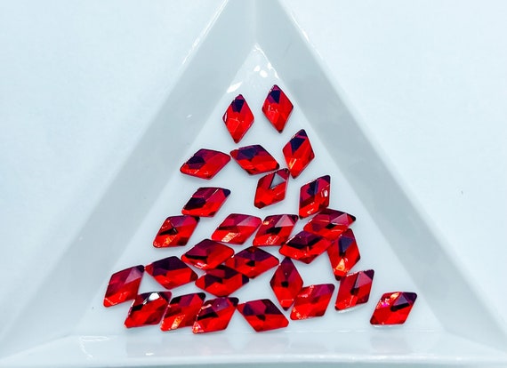 5x8mm Siam Red Faceted Rhombus Shape Shaped Flatback Flat Back | Etsy