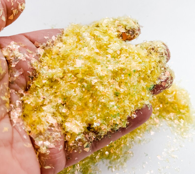 Shattered Yellow Light Flakes Flakies Iridescent Poly Glitter - Etsy
