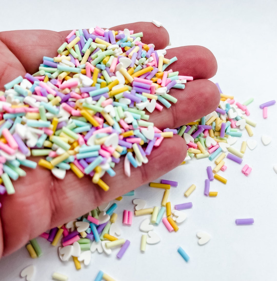 Valentines Day Sprinkle White Hearts Pastel Sprinkles Slime Polymer ...