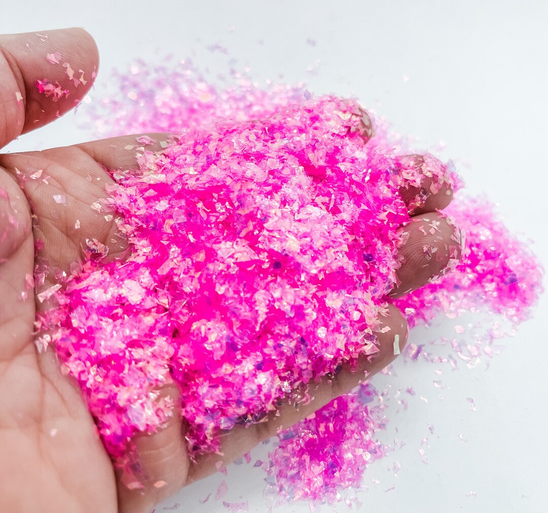 Shattered Bubblegum Pink Flakes Flakies Iridescent Poly Glitter Mix for ...