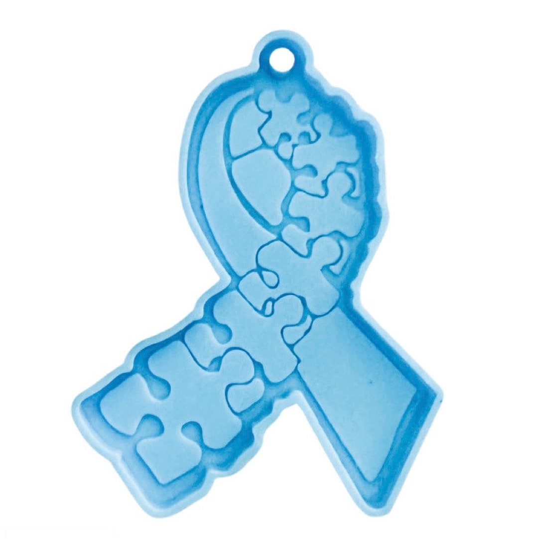 Autism Ribbon Autistic Puzzle Piece Awareness Mom Silicon Keychain Key ...