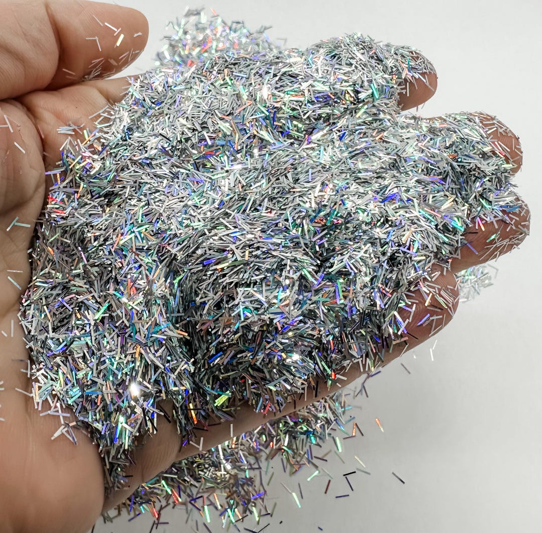 Silver Holographic Iridescent Shatters Shreds Tinsel Strips Poly ...