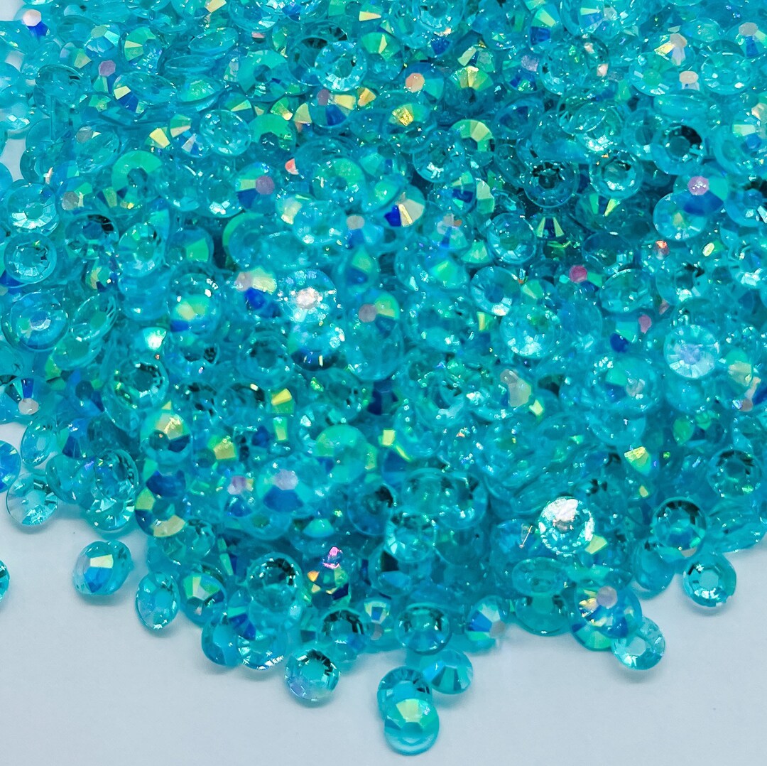 Translucent Teal Aqua AB Resin Jelly Rhinestone Rhinestones Non Hotfix ...