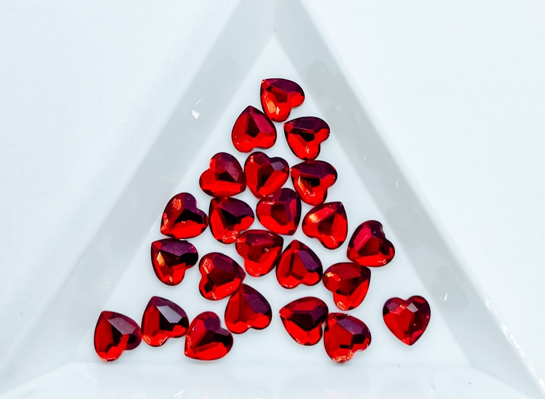 6.5MM Siam Red Heart Shape Shaped Flatback Flat Back Rhinestone ...