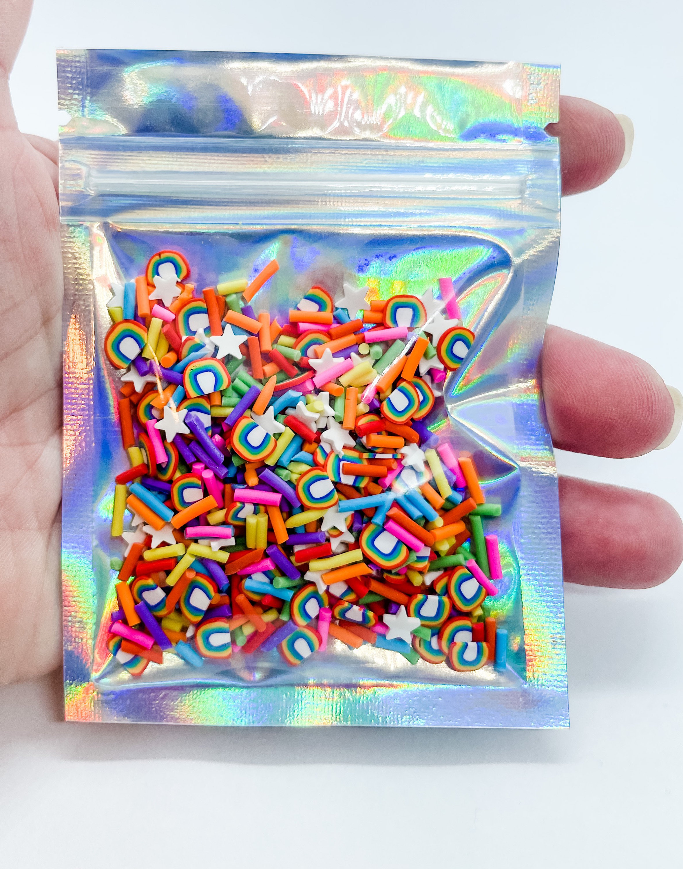 Rainbow Sprinkles Rainbows Stars Slime Polymer Clay Slice - Etsy