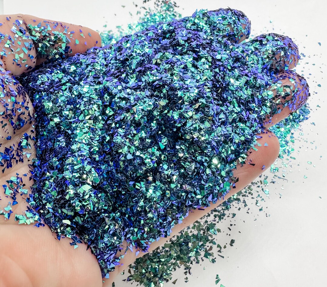 Shattered Sky Blue Chameleon Color Changing Flake Flakies Poly Glitter Mix for Glitter Epoxy ...