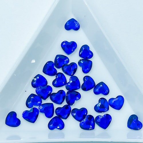 6MM Cobalt Blue Heart Shape Shaped Flatback Flat Back - Etsy