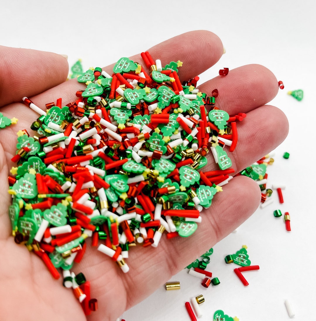 Christmas Tree Bingsu Beads Red Green Sprinkle Slime Polymer Clay Slice ...