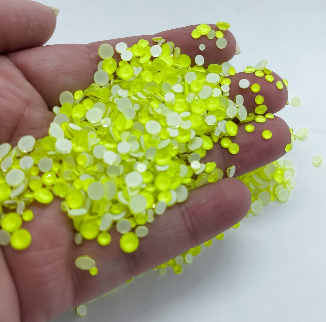 Neon Yellow 1440 Pieces Mix MIXED Sizes Flatback Flat Back Rhinestone ...