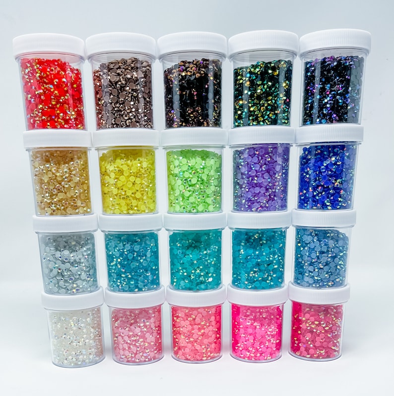 5MM SS20 Cup Jelly Resin Rhinestone JAR 1oz 2oz 4oz Rhinestones You ...