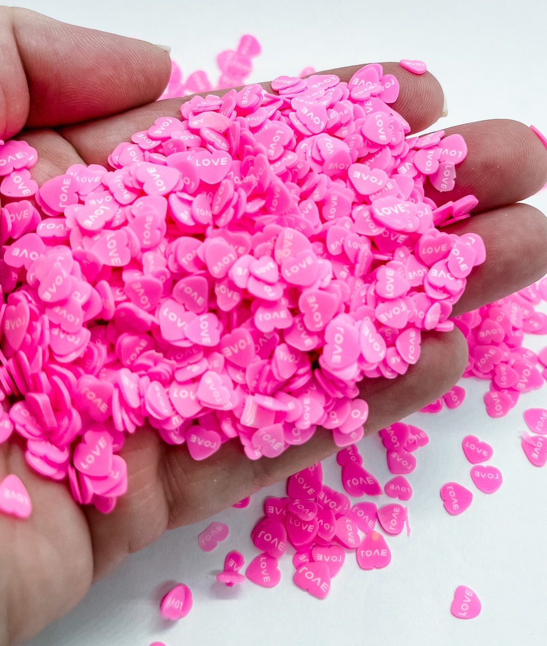 Pink Valentines Day Conversation Heart Hearts Slime Polymer Clay Slice ...