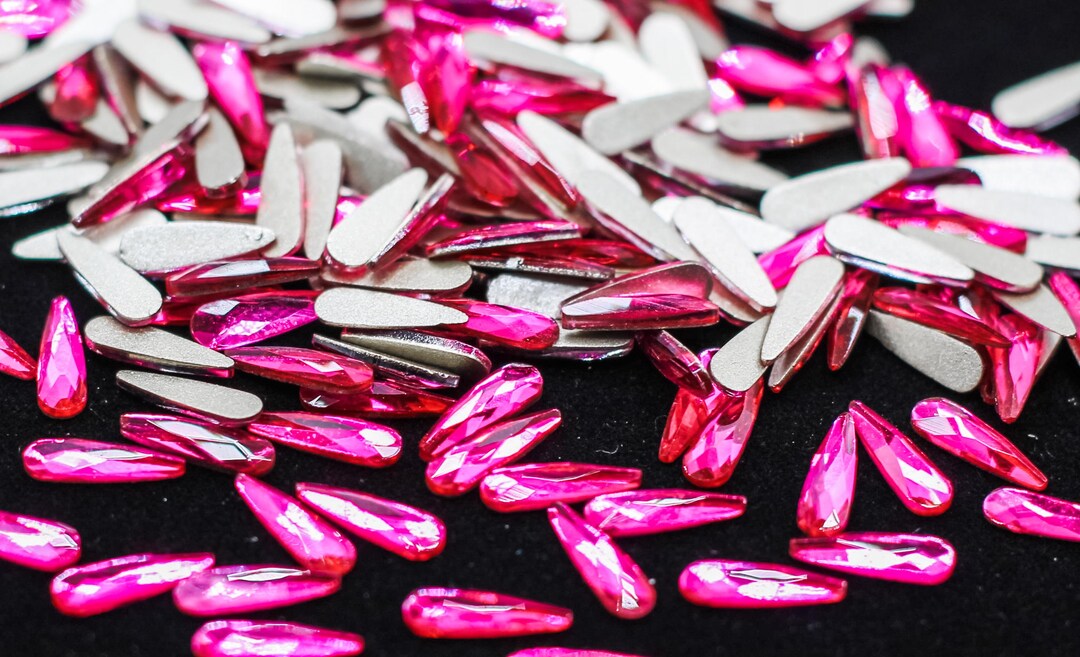 Rose Pink Drop Rhinestone Glass Flatback Flat Back 3x10mm Shapes Nail ...