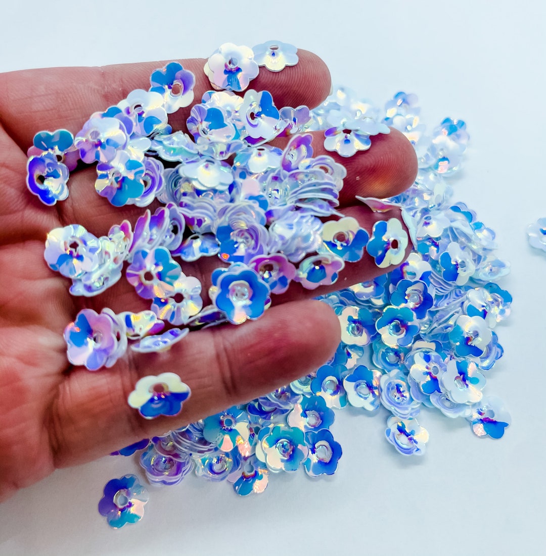 10.5MM Cupped Domed White Iridescent Flower Petal Sequin Sequins Fun ...