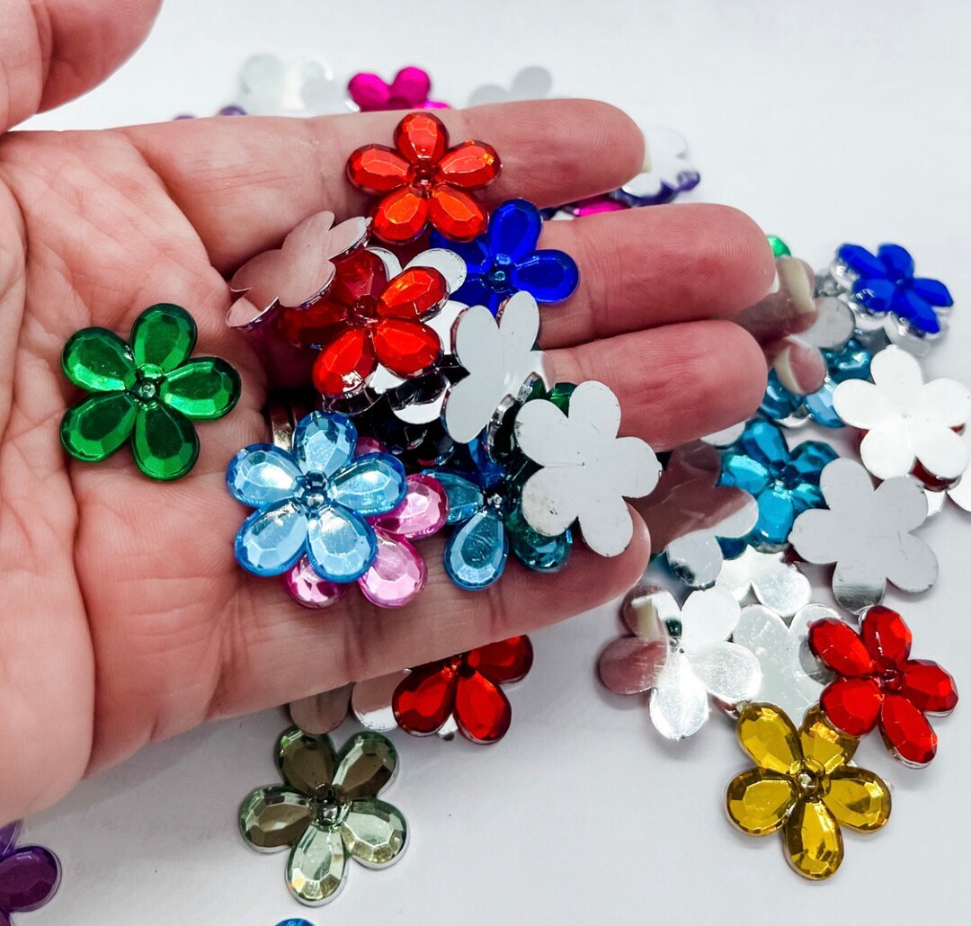 Assorted Color Daisy Flower Shaped Acrylic Resin Plastic Flatback 20MM ...