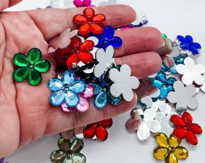 Assorted Color Daisy Flower Shaped Acrylic Resin Plastic Flatback 20MM ...