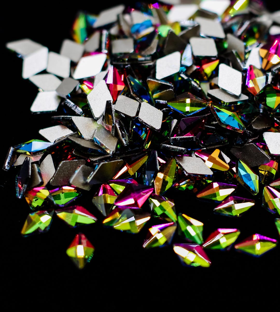 Rainbow Rhombus Rhinestone Glass Flatback Flat Back 5x8mm Shapes Nail ...