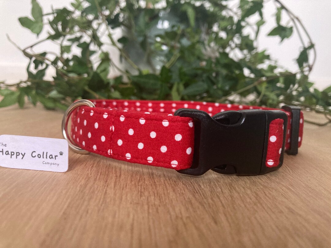 Red and White Spotty Dog Collar Adjustable Dog Collar - Etsy