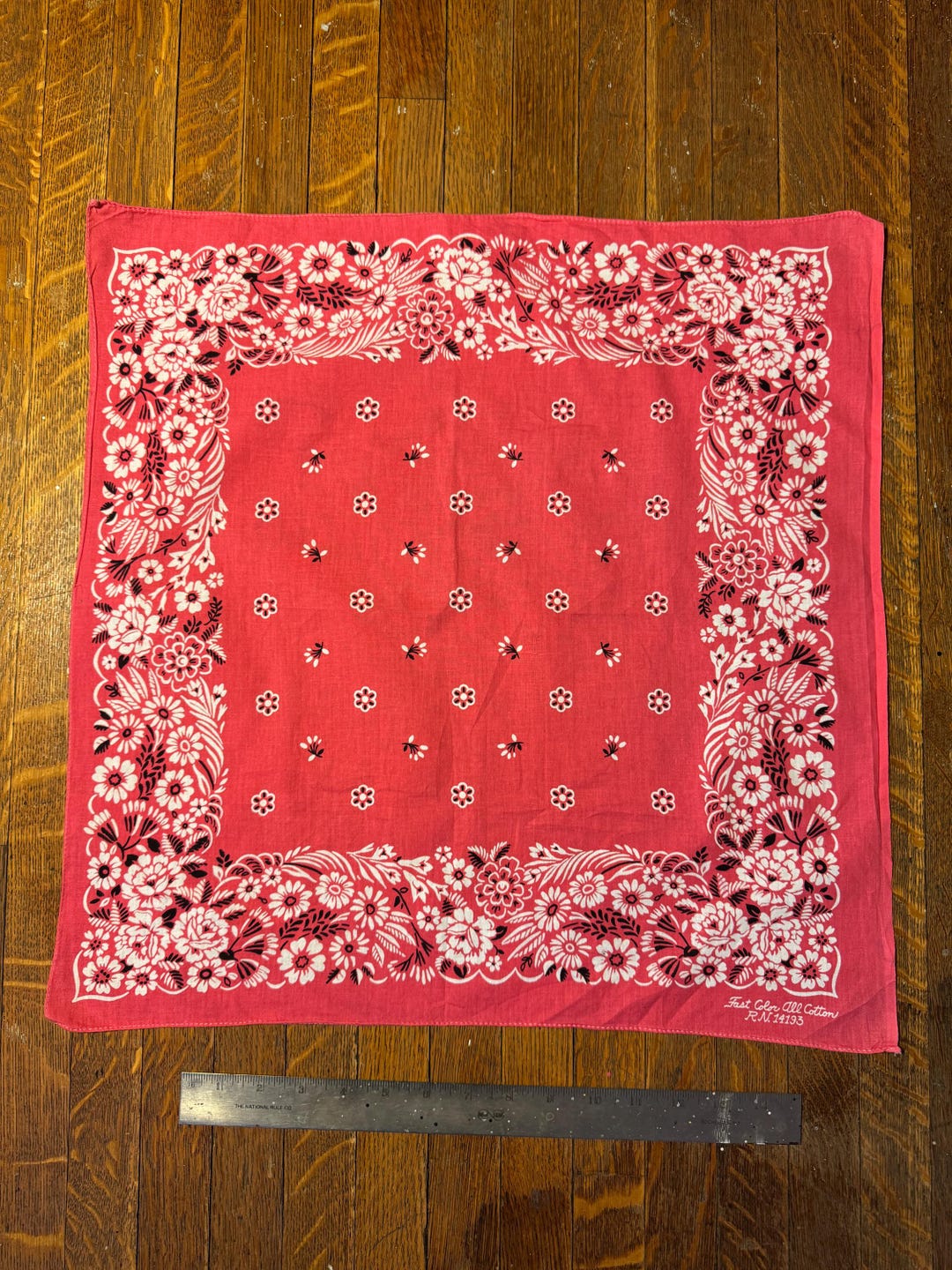 Vintage Coral 1980's All Cotton Bandana Floral Pattern Border - Etsy