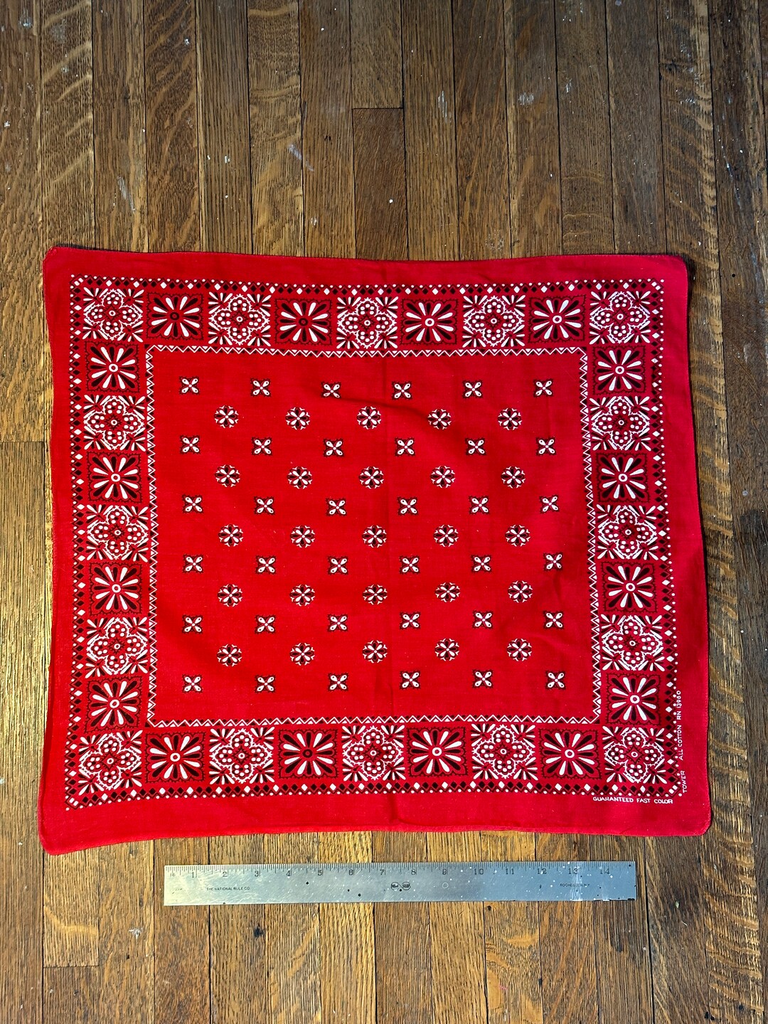 Vintage 1980's Large Red Bandana With Crazy Pattern Borders - Etsy
