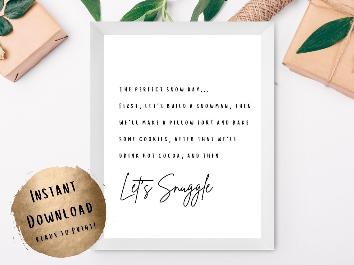 Let's Snuggle Winter Wall Art Printable Instant Decor Gift - Etsy