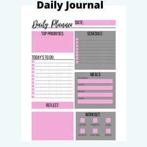 Digital Daily Planner, Digital Typeable Daily Planner, Gray and Pink ...