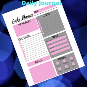 Digital Daily Planner, Digital Typeable Daily Planner, Gray and Pink ...