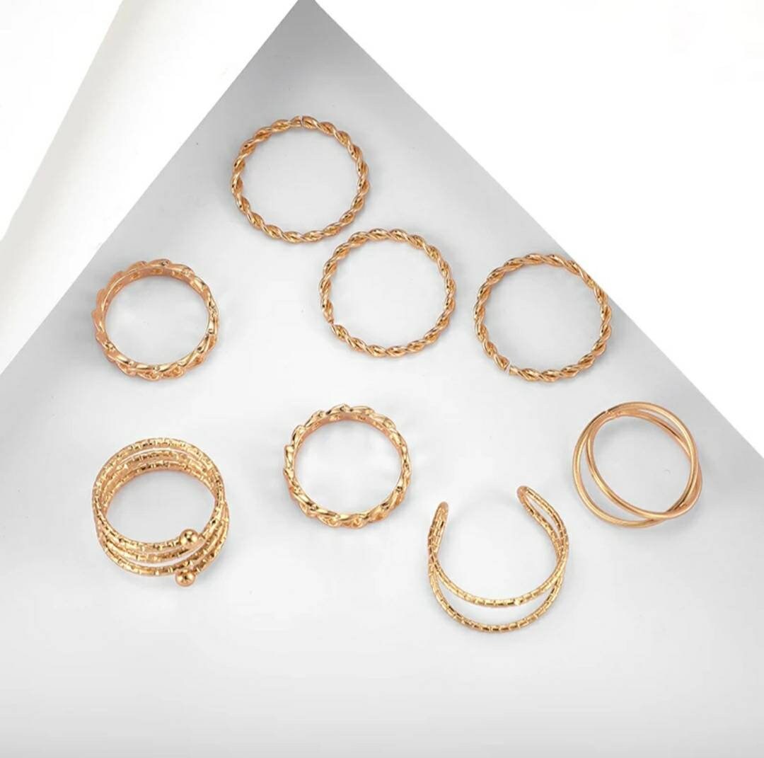 Stackable Crossed Gold-colored Knuckle Ring Set for Her. - Etsy