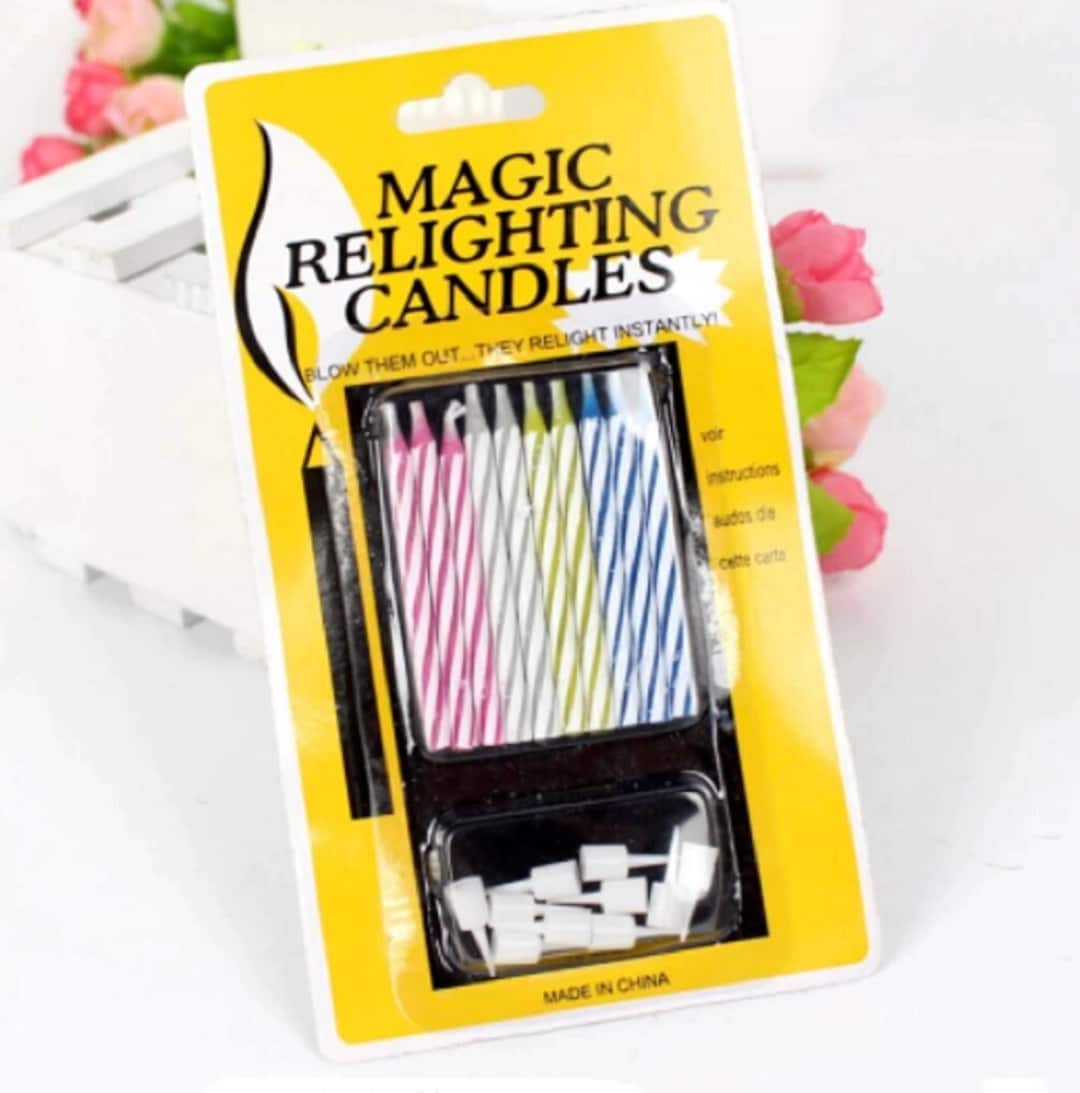 10x Magic Relighting Birthday Candles Trick Prank Cake Party Fun Joke ...