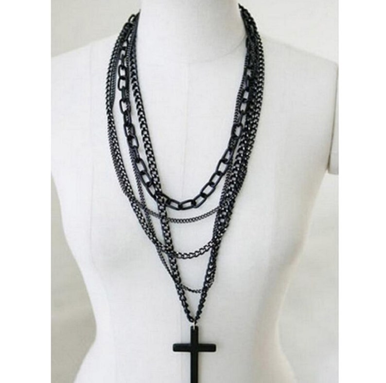 Women's Multi-layer Cross Necklace Metal Chain Retro Fashion Jewellery ...