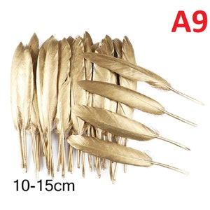 Black & Gold Goose Real Feathers Patterns Arts Craft Hats Costume Dream ...