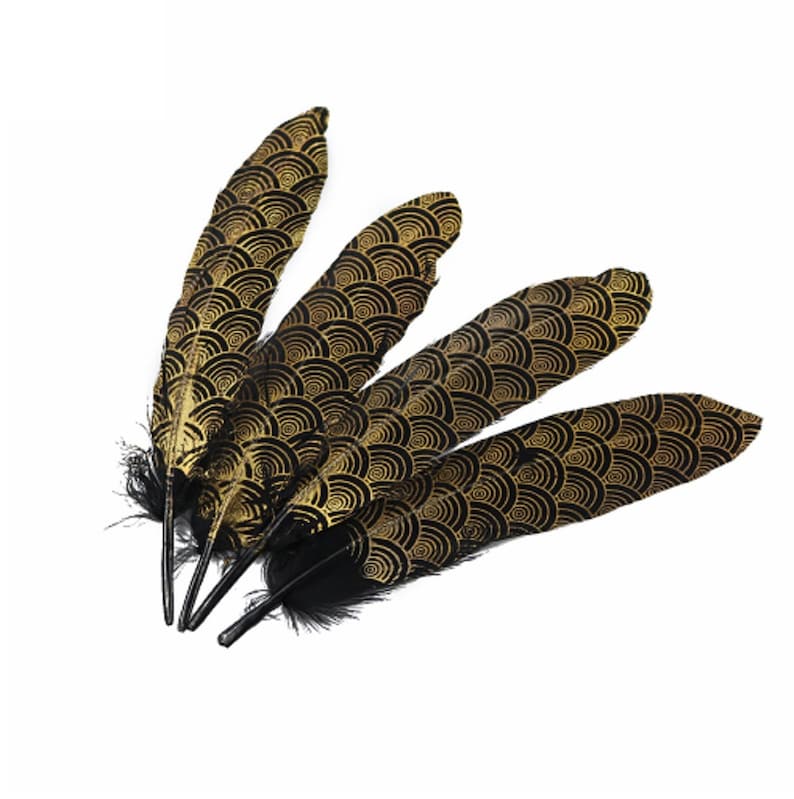 Black & Gold Goose Real Feathers 12cm-22cm Patterns Arts Craft | Etsy