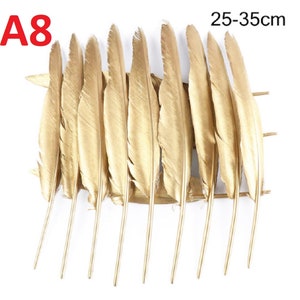 Black & Gold Goose Real Feathers Patterns Arts Craft Hats Costume Dream ...