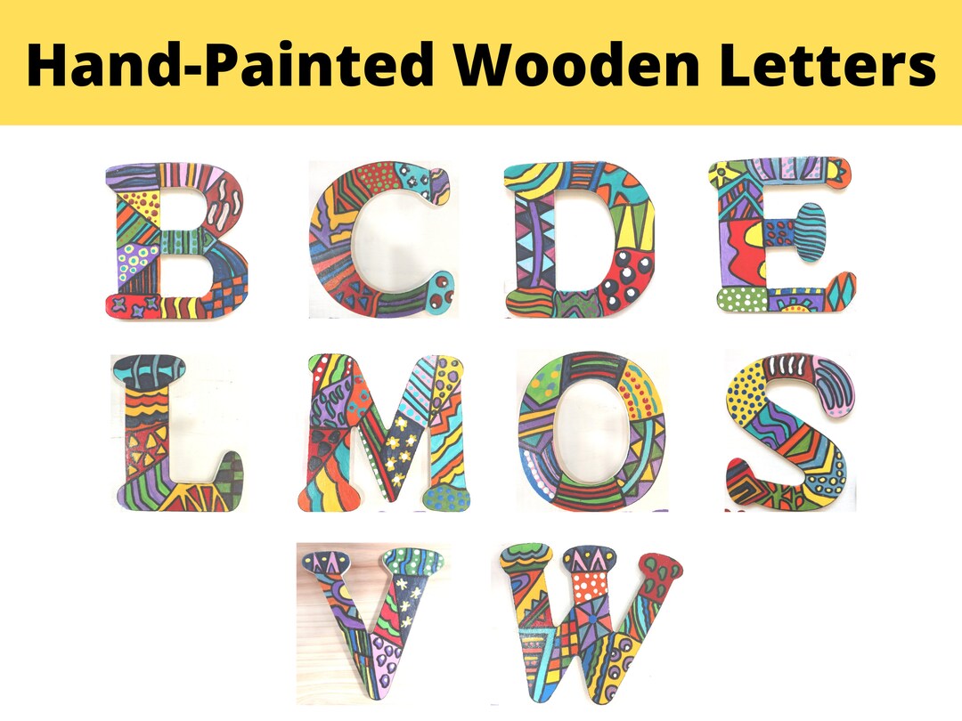 Hand-painted Wooden Letters (4"x4") - Made to Order - Etsy