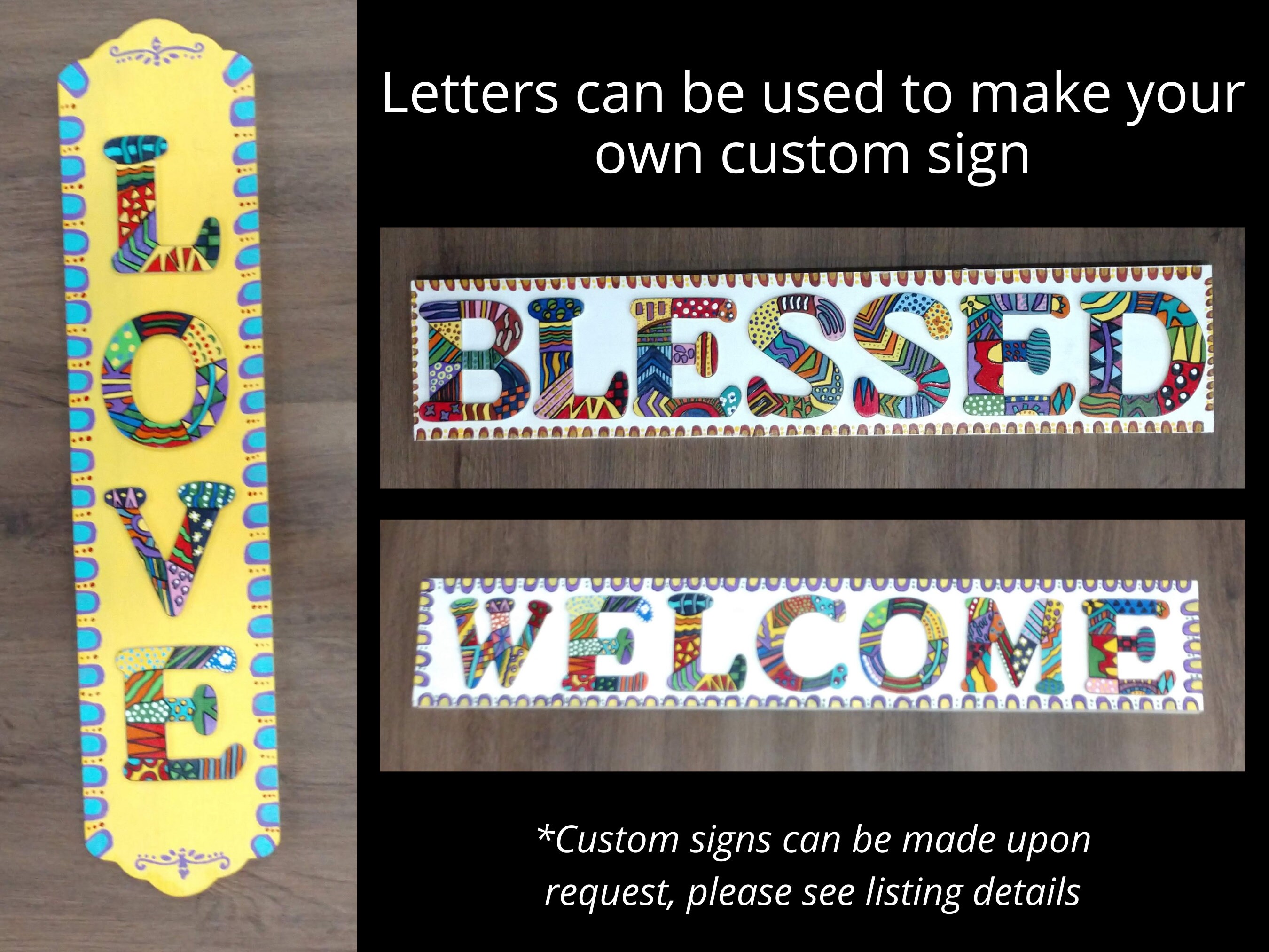 Hand-painted Wooden Letters (4"x4") - Made to Order - Etsy