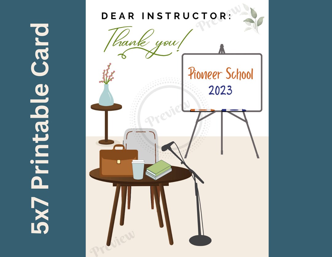 Pioneer School Instructor Card 2023 Printable 5x7 Card - Etsy