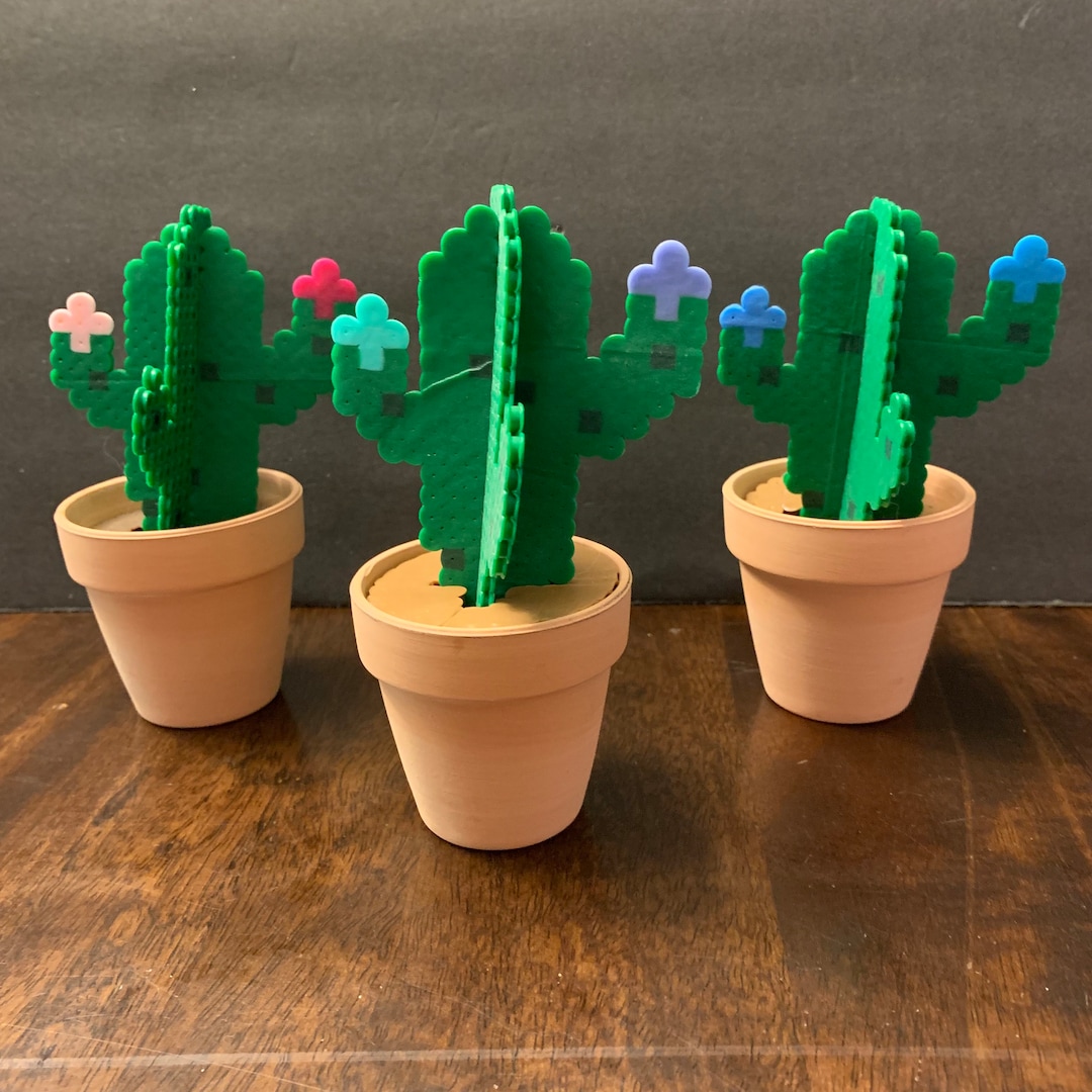 Perler Bead 3D Cactus in Pot - Etsy